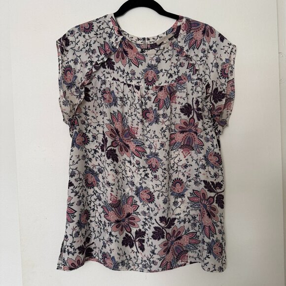 LOFT | Tops | Loft Short Sleeve Floral Blouse | Poshmark
